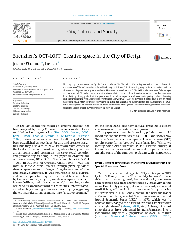 (PDF) Shenzhen’s OCT-LOFT: Creative space in the City of Design