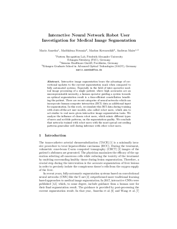 (PDF) Interactive Neural Network Robot User Investigation for Medical Image Segmentation