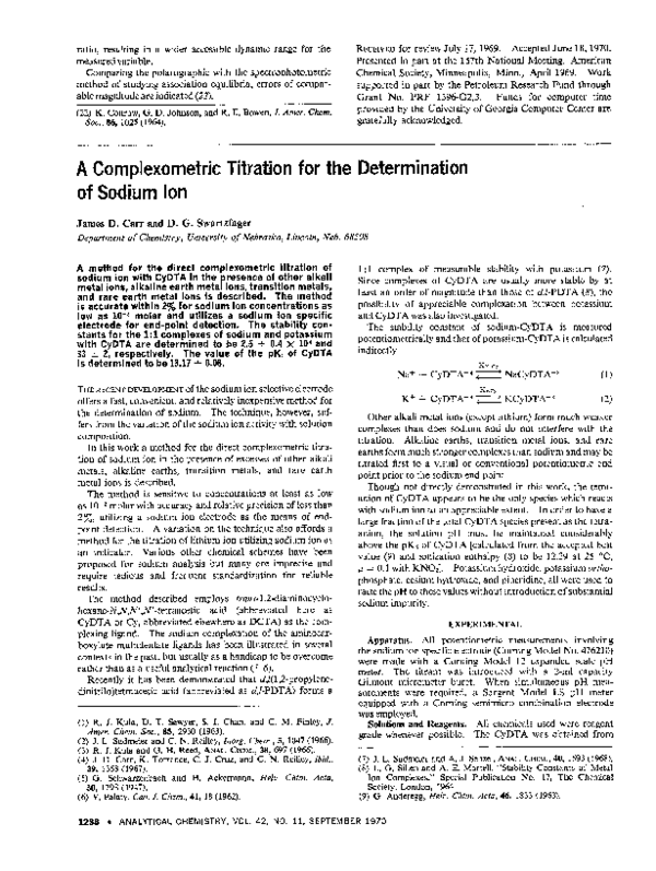 (PDF) Complexometric titration for the determination of sodium ion