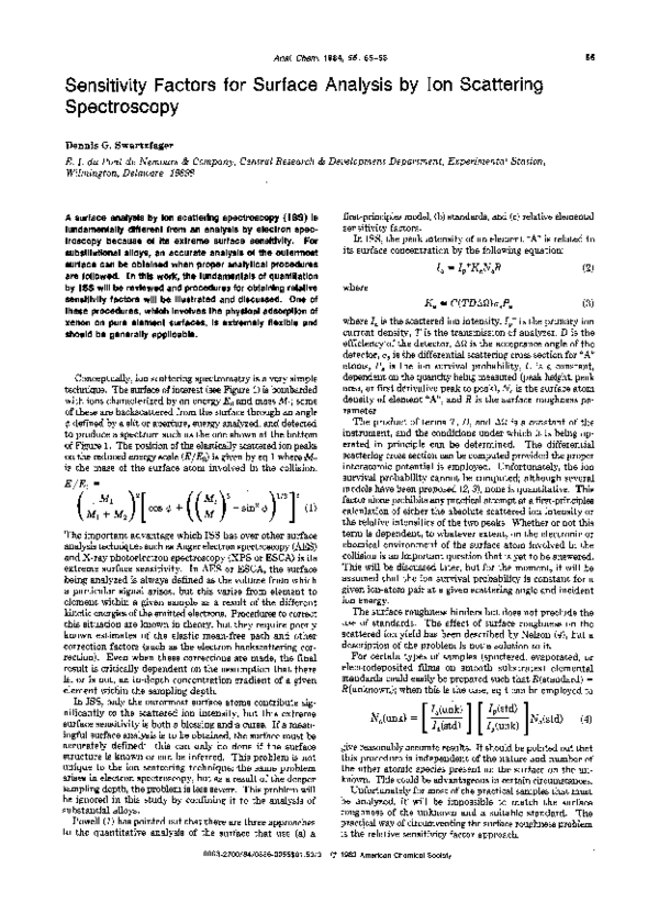 (PDF) Sensitivity factors for surface analysis by ion scattering spectroscopy | Dennis ...