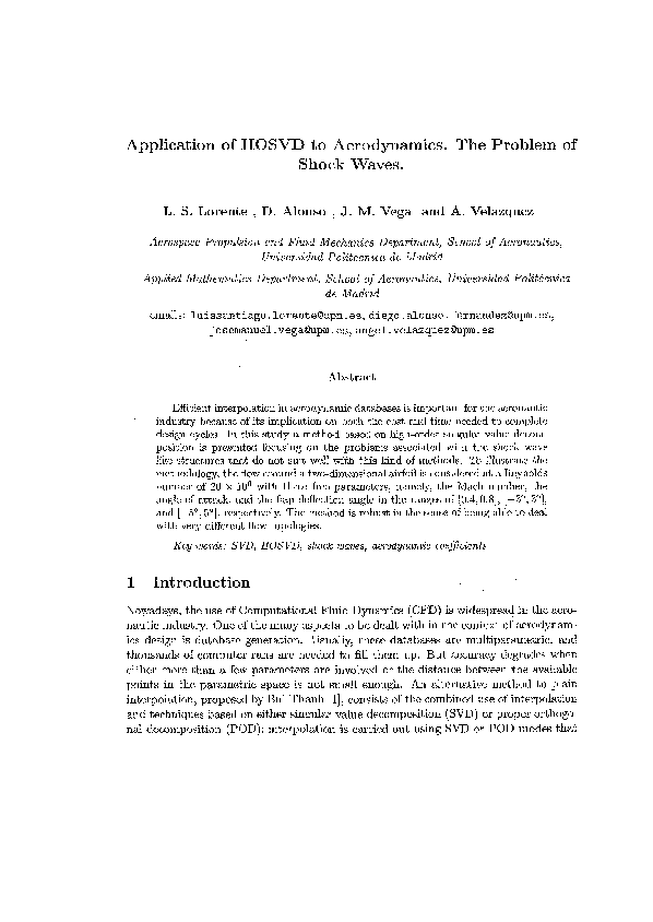 (PDF) Application of HOSVD to Aerodynamics. The Problem of Shock Waves