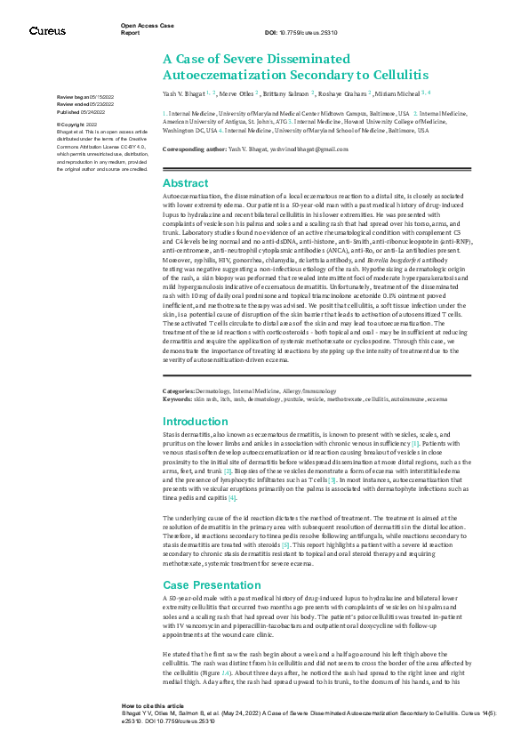 (PDF) A Case of Severe Disseminated Autoeczematization Secondary to ...