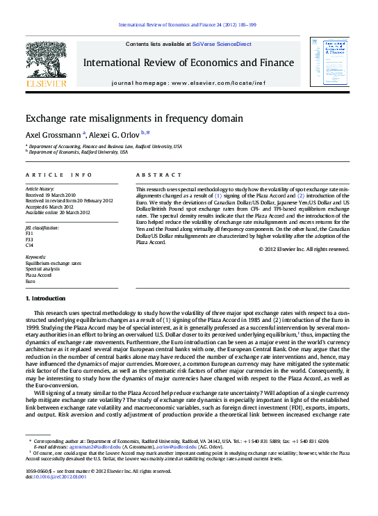(PDF) Exchange rate misalignments in frequency domain | Axel Grossmann ...