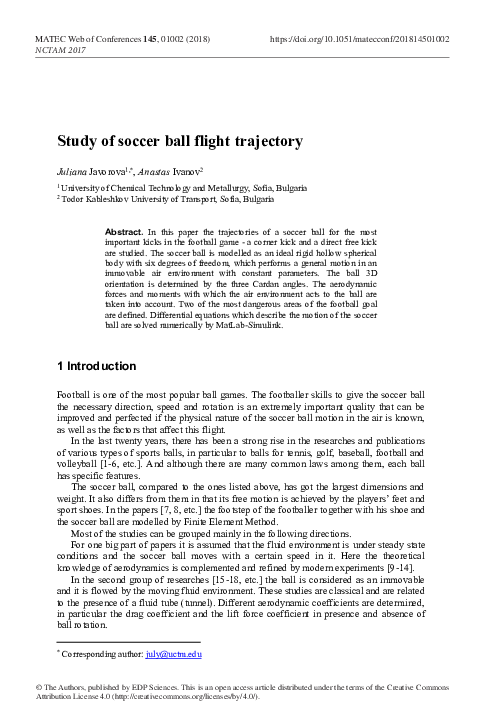 (PDF) Study of soccer ball flight trajectory