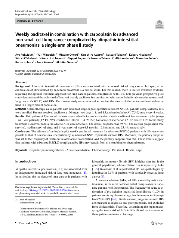 (PDF) Weekly paclitaxel in combination with carboplatin for advanced ...