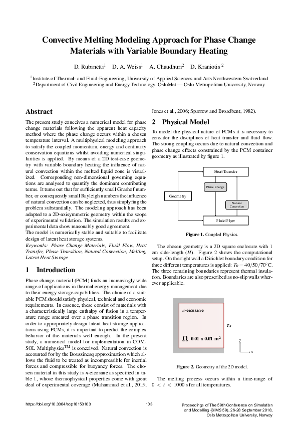 (PDF) Convective Melting Modeling Approach for Phase Change Materials with Variable Boundary Heating