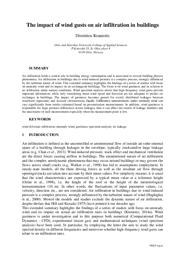 (PDF) The impact of wind gusts on air infiltration in buildings