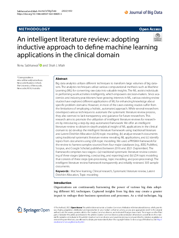 (PDF) An intelligent literature review: adopting inductive approach to define machine learning ...
