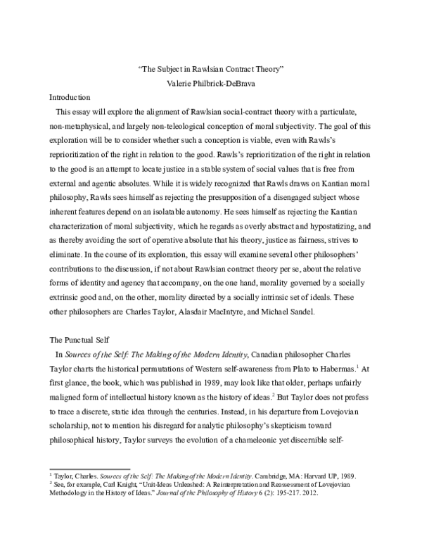 (DOC) The Subject in Rawlsian Contract Theory