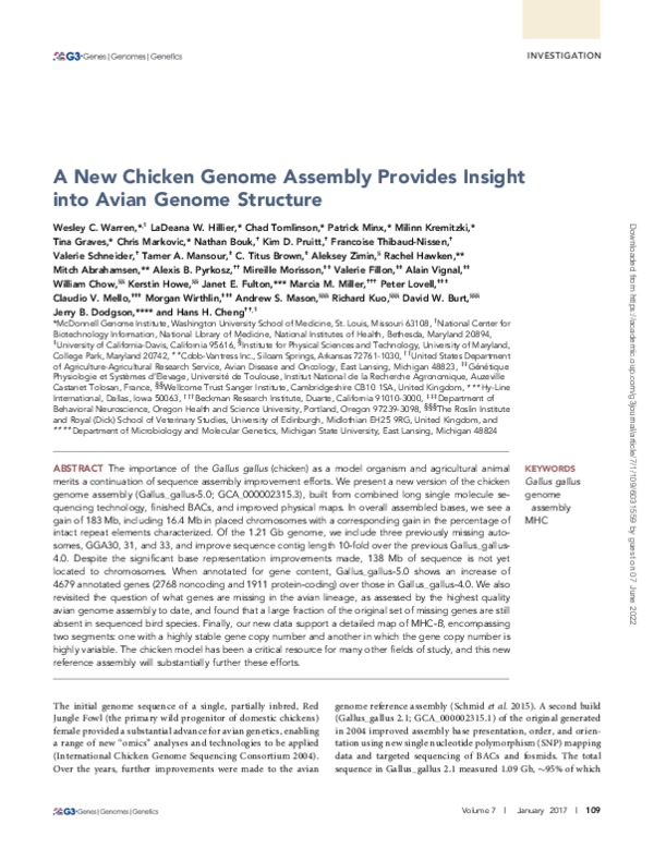 (PDF) A New Chicken Genome Assembly Provides Insight into Avian Genome ...