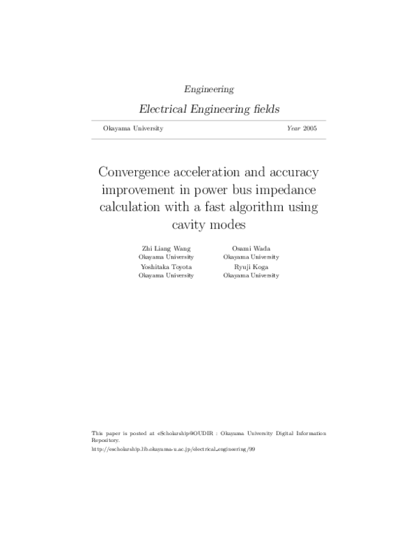 (PDF) Convergence Acceleration and Accuracy Improvement in Power Bus Impedance Calculation With ...