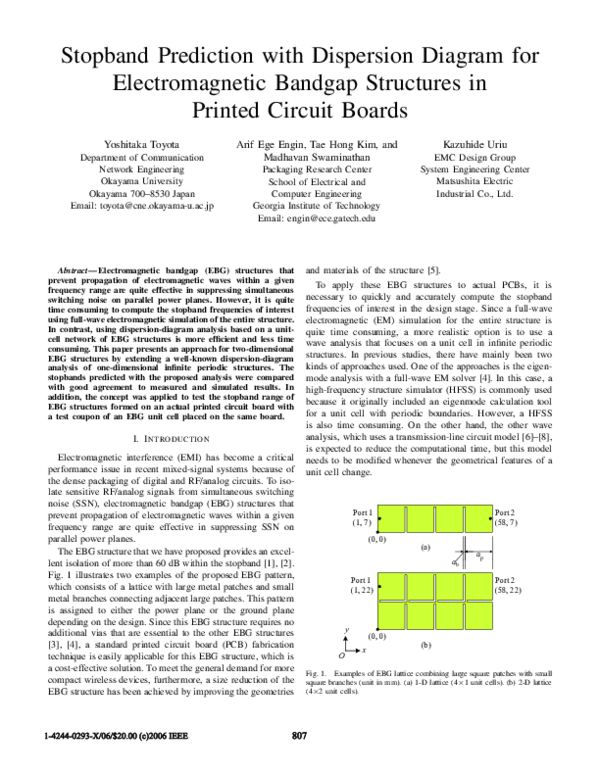 (PDF) Stopband prediction with dispersion diagram for electromagnetic ...