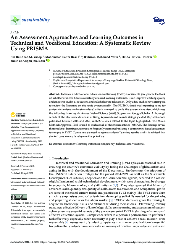 (PDF) An Assessment Approaches and Learning Outcomes in Technical and ...