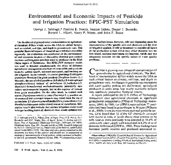(PDF) Environmental and Economic Impacts of Pesticide and Irrigation ...