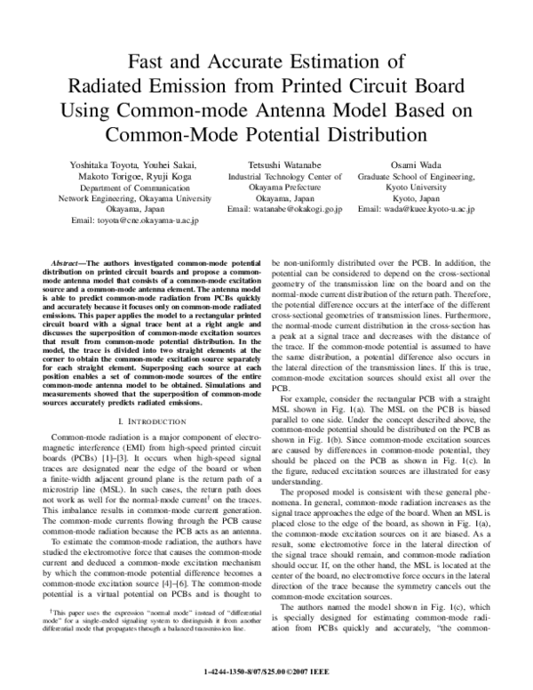 (PDF) Fast and Accurate Estimation of Radiated Emission from Printed ...