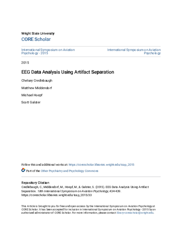 Pdf Eeg Data Analysis Using Artifact Separation
