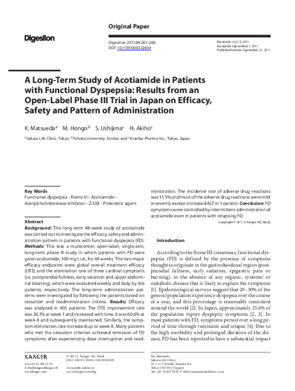 (PDF) A Long-Term Study of Acotiamide in Patients with Functional Dyspepsia: Results from an ...