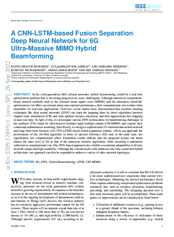 Pdf A Cnn Lstm Based Fusion Separation Deep Neural Network For 6g