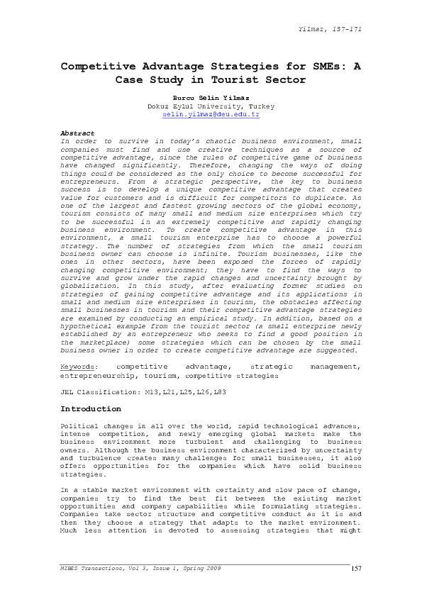 (PDF) Competitive Advantage Strategies for SMEs: A Case Study In ...