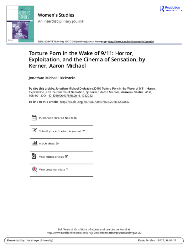 (PDF) Torture Porn in the Wake of 9/11: Horror, Exploitation, and the ...