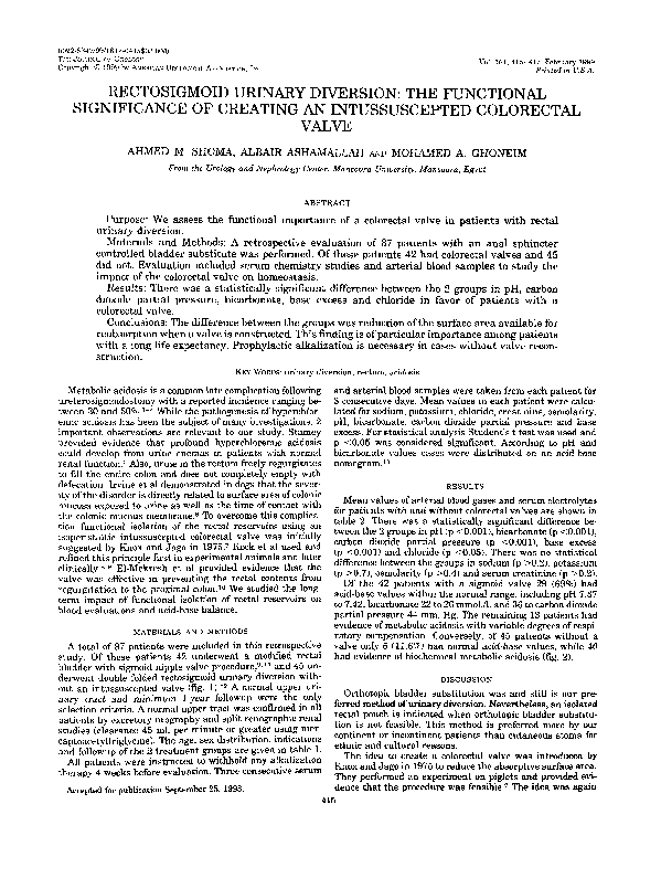 (PDF) Rectosigmoid Urinary Diversion: The Functional Significance of ...