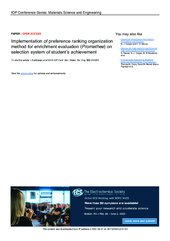 (PDF) Implementation of preference ranking organization method for enrichment evaluation ...