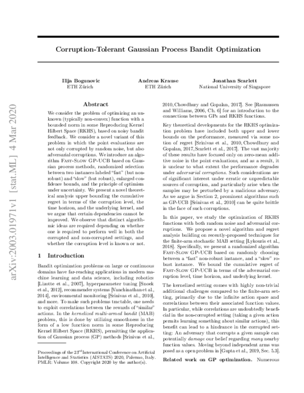 (PDF) Corruption-Tolerant Gaussian Process Bandit Optimization