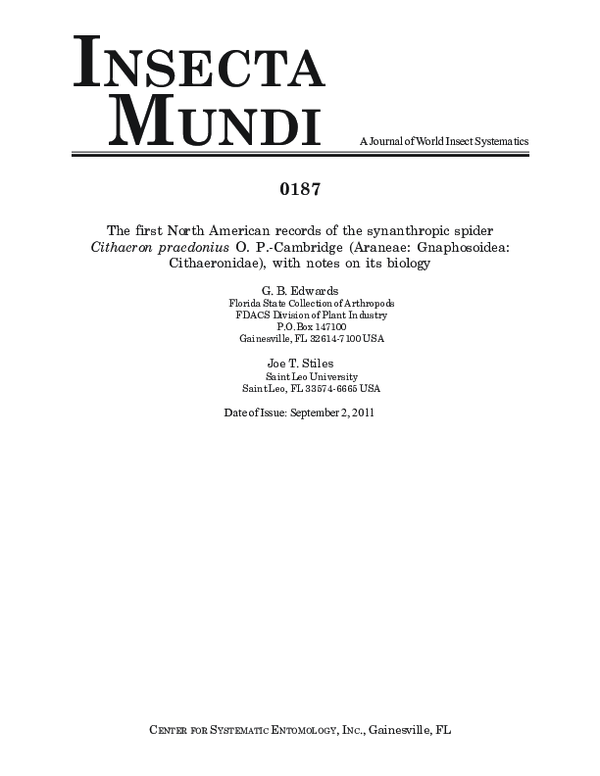 (PDF) The first North American records of the synanthropic spider ...