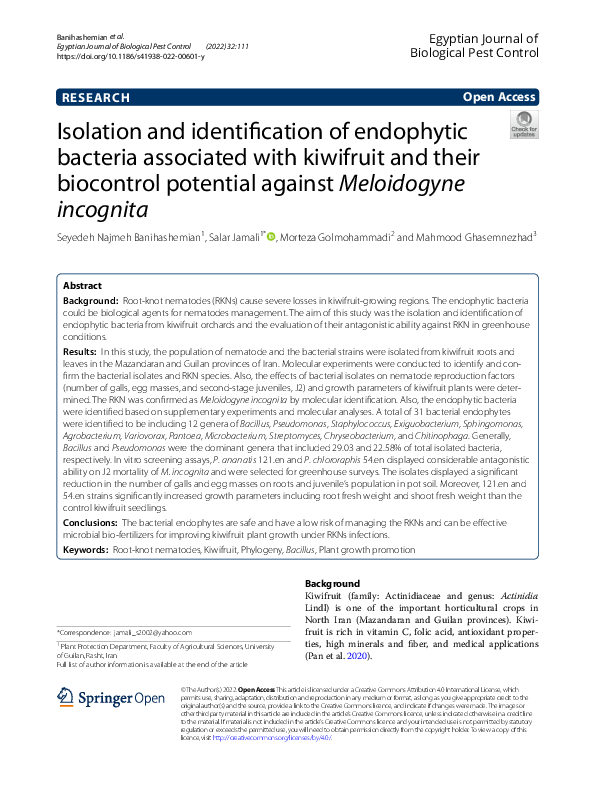 (PDF) Isolation and identification of endophytic bacteria associated with kiwifruit and their ...