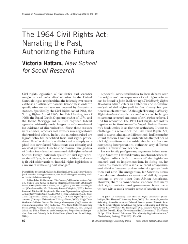 (PDF) The 1964 Civil Rights Act: Narrating the Past, Authorizing the Future