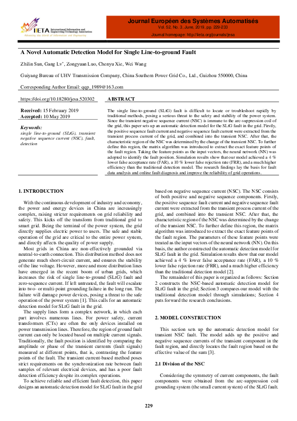 Pdf A Novel Of Fault Localization Method To Determine Fault Distance For Single Line To Ground 