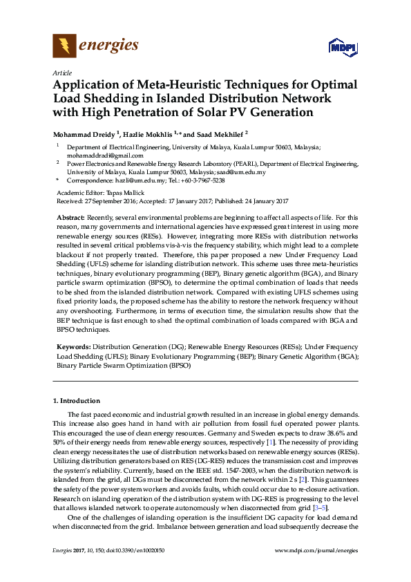 (PDF) Application of Meta-Heuristic Techniques for Optimal Load ...