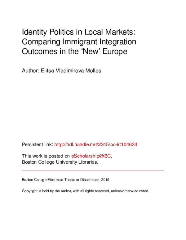 (PDF) Identity Politics in Local Markets: Comparing Immigrant ...