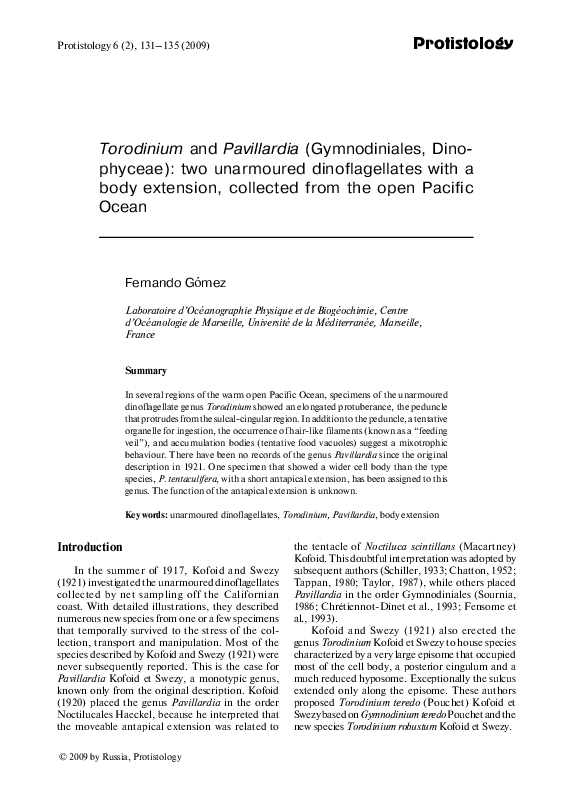 (PDF) Torodinium and Pavillardia (Gymnodiniales, Dinophyceae): Two ...