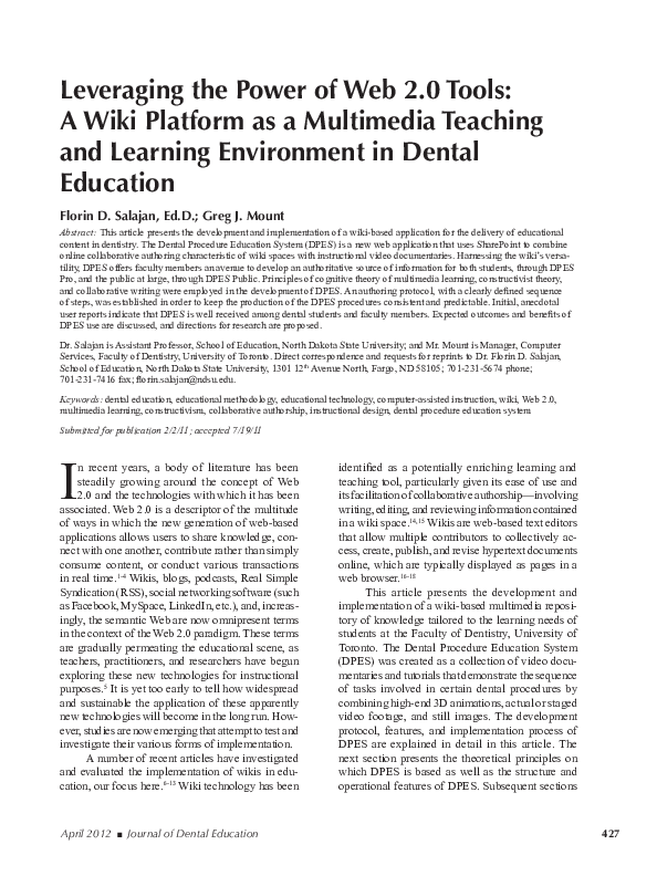 (PDF) Leveraging the Power of Web 2.0 Tools: A Wiki Platform as a ...