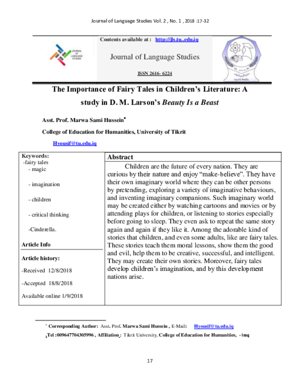 (PDF) The Importance of Fairy Tales in Children’s Literature: A study ...