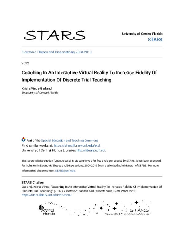 (PDF) Coaching In An Interactive Virtual Reality To Increase Fidelity Of Implementation Of ...