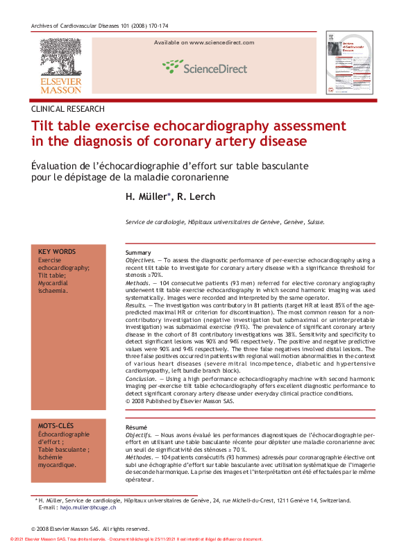 (PDF) Tilt table exercise echocardiography assessment in the diagnosis ...