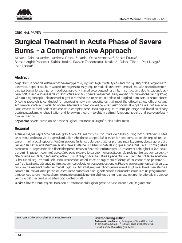 (PDF) Surgical Treatment in Acute Phase of Severe Burns - a ...