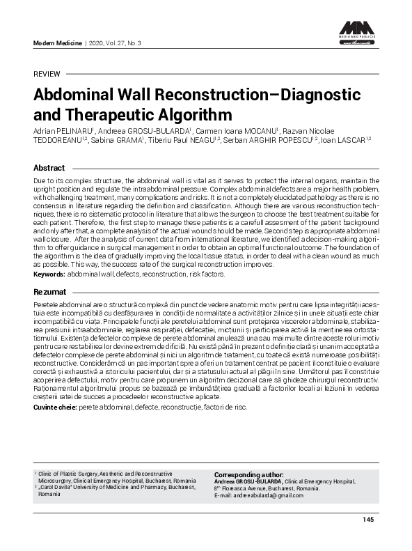 (PDF) Abdominal Wall Reconstruction–Diagnostic and Therapeutic Algorithm