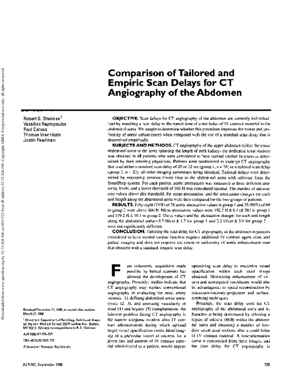 (PDF) Comparison of tailored and empiric scan delays for CT angiography ...