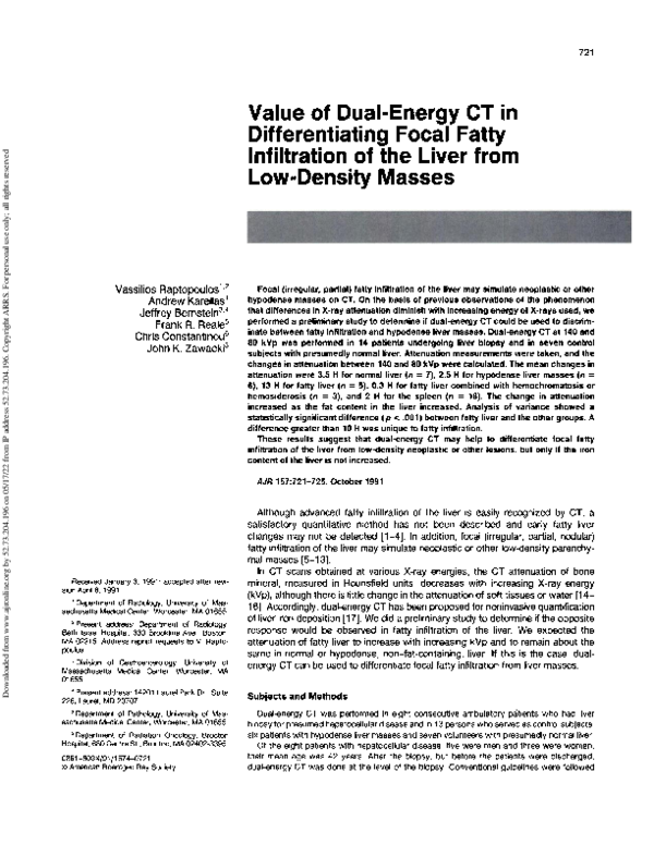(PDF) Value of dual-energy CT in differentiating focal fatty ...