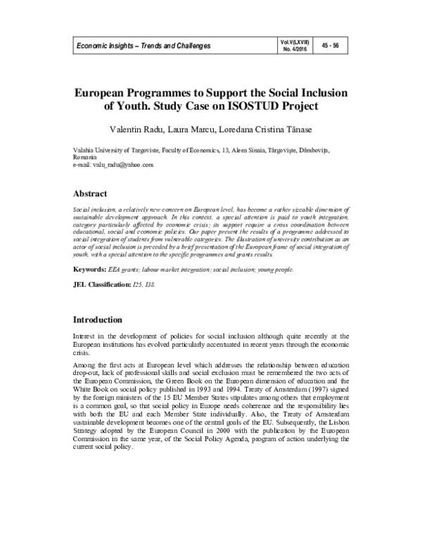 (PDF) Economic Insights-Trends and Challenges European Programmes to Support the Social ...