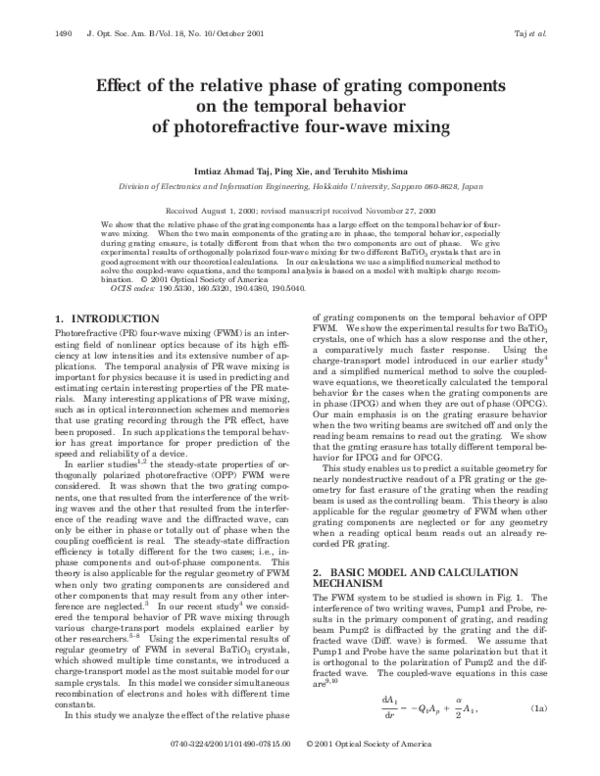 (PDF) Effect of the relative phase of grating components on the ...