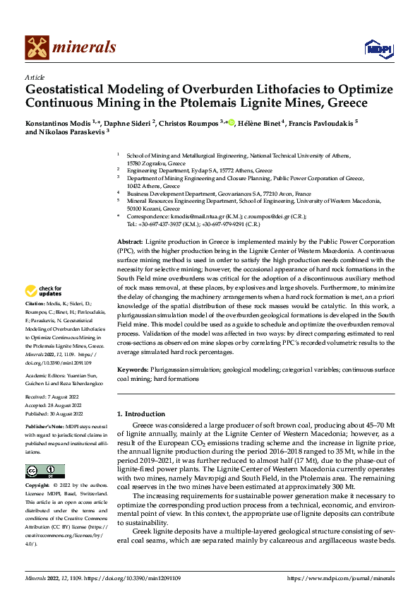 Pdf Geostatistical Modeling Of Overburden Lithofacies To Optimize Continuous Mining In The