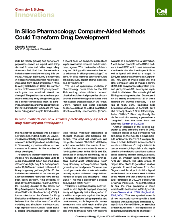 (PDF) In Silico Pharmacology: Computer-Aided Methods Could Transform ...