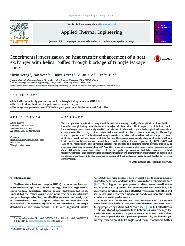 (PDF) Experimental investigation on heat transfer enhancement of a heat ...