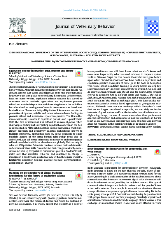 (PDF) Equitation Science in practice: past, present and future