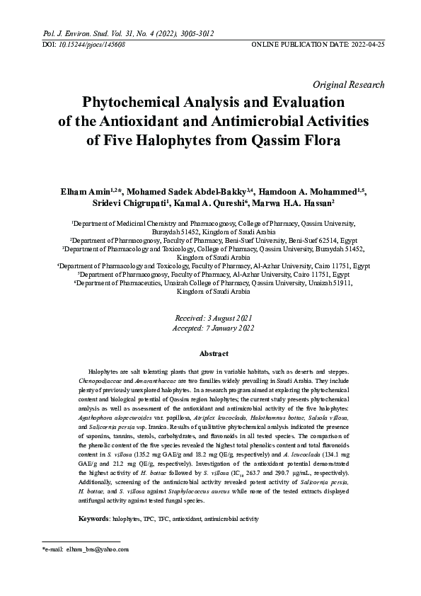 (PDF) Phytochemical Analysis and Evaluation of the Antioxidant and Antimicrobial Activities of ...