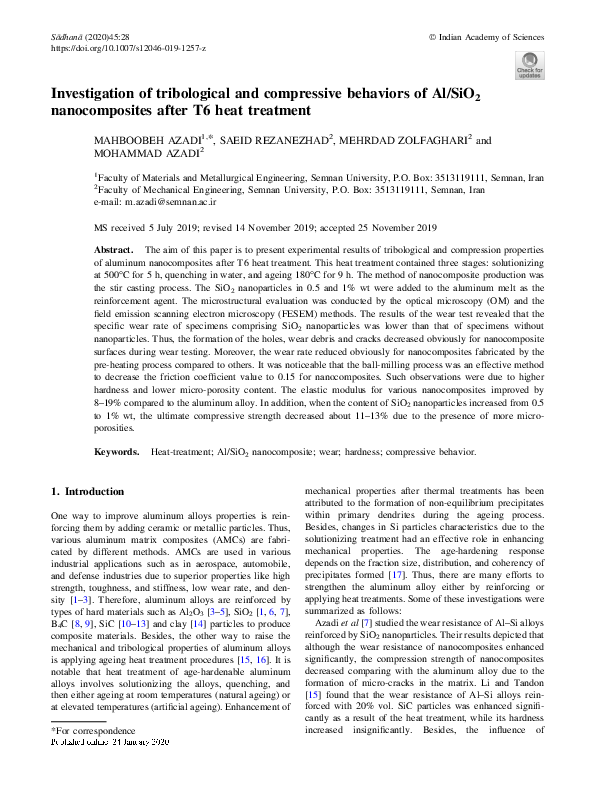 (PDF) Investigation of tribological and compressive behaviors of Al ...